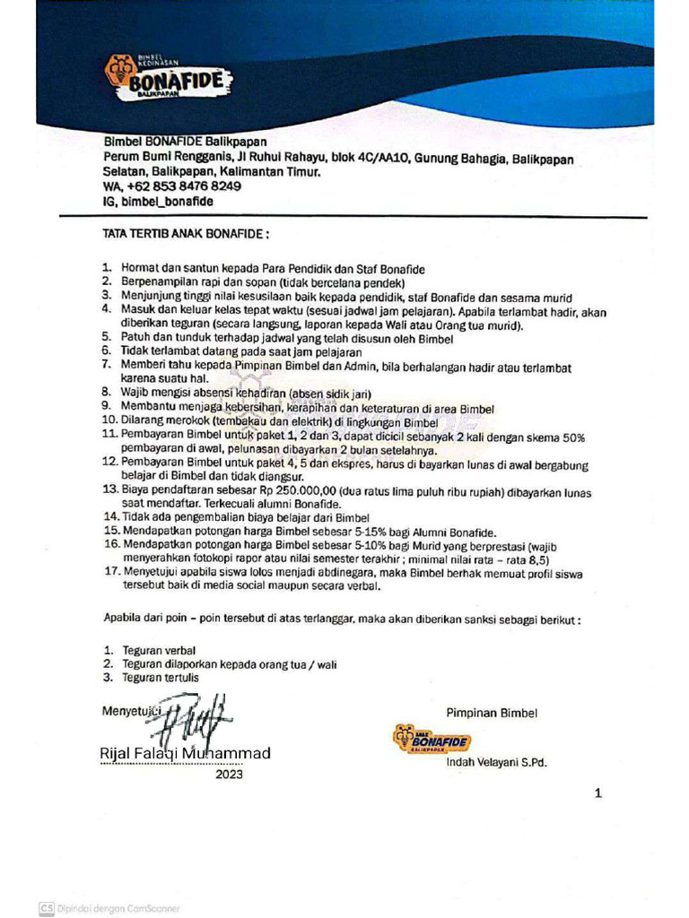 Tata Tertib Anak Bonafide | PDF