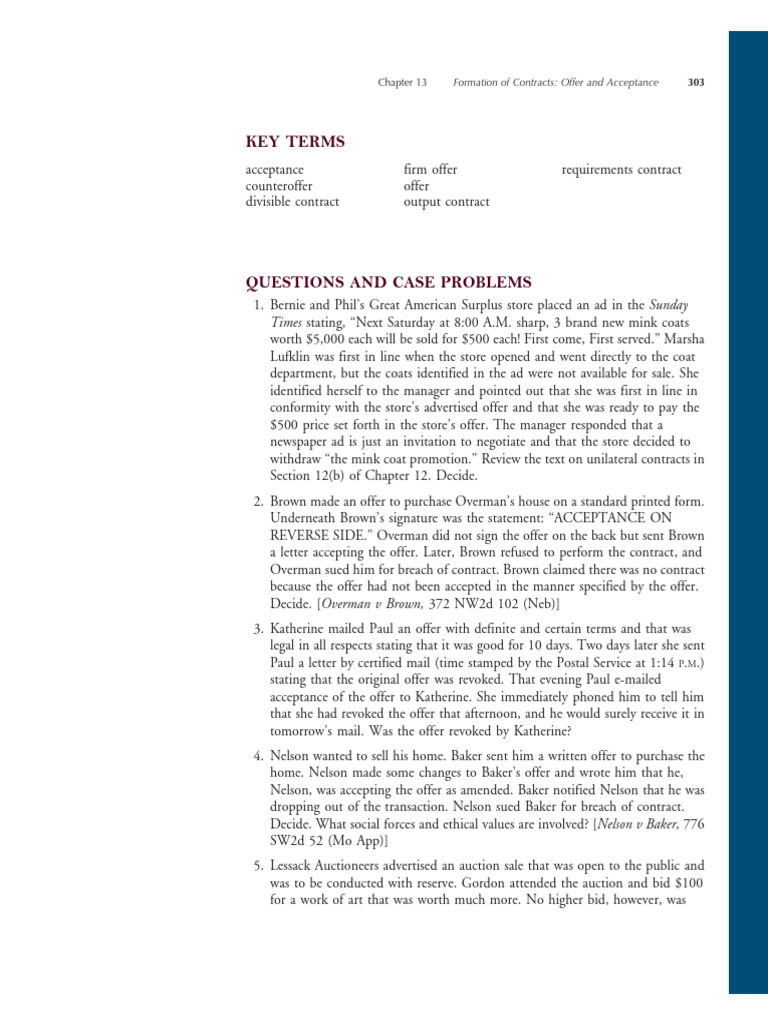 Contract Law: Offers and Acceptances | PDF | Auction | Offer And Acceptance
