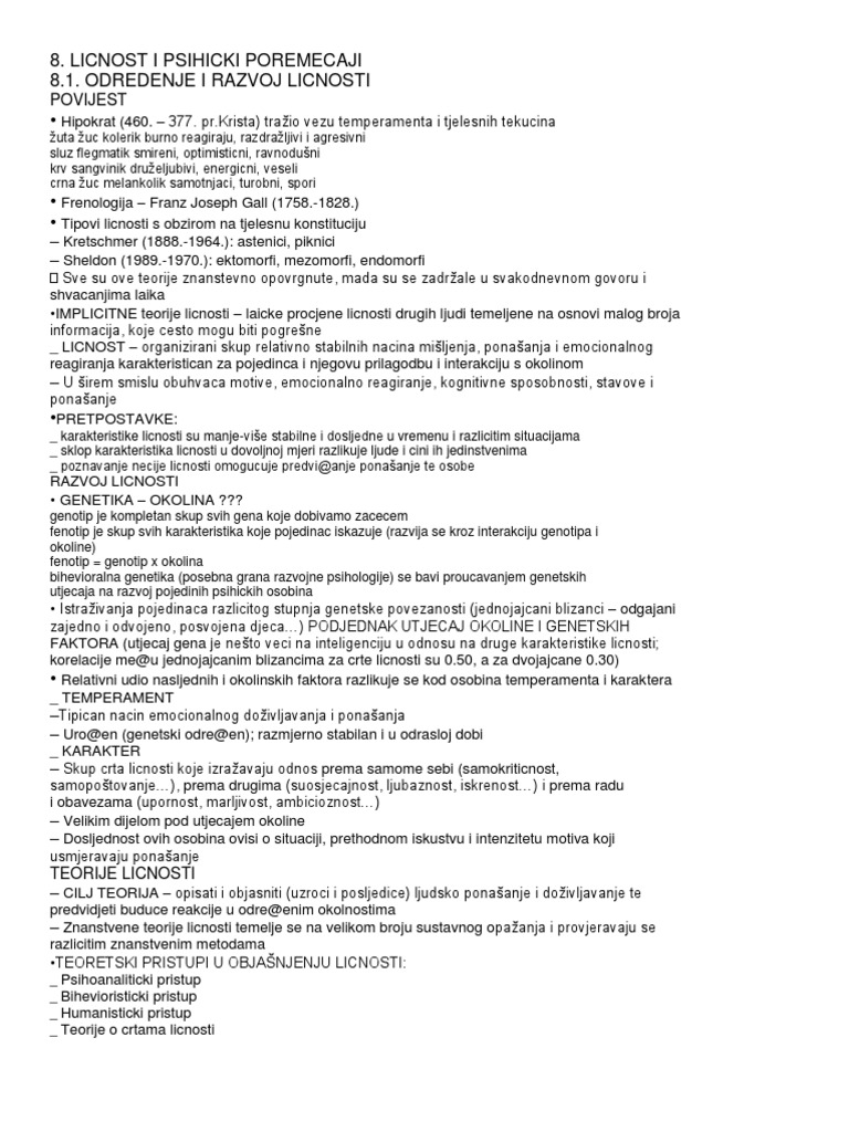 Licnost I Psihicki Poremecaji | PDF