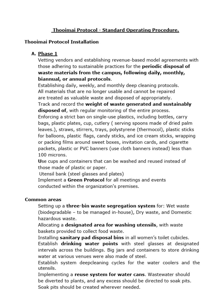 SOP 3 - Thooimai Protocol - Standard Operating Procedure 02-09-25 | PDF ...