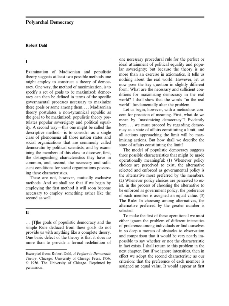 Dahl Polyarchy | PDF | Norm (Social) | Democracy