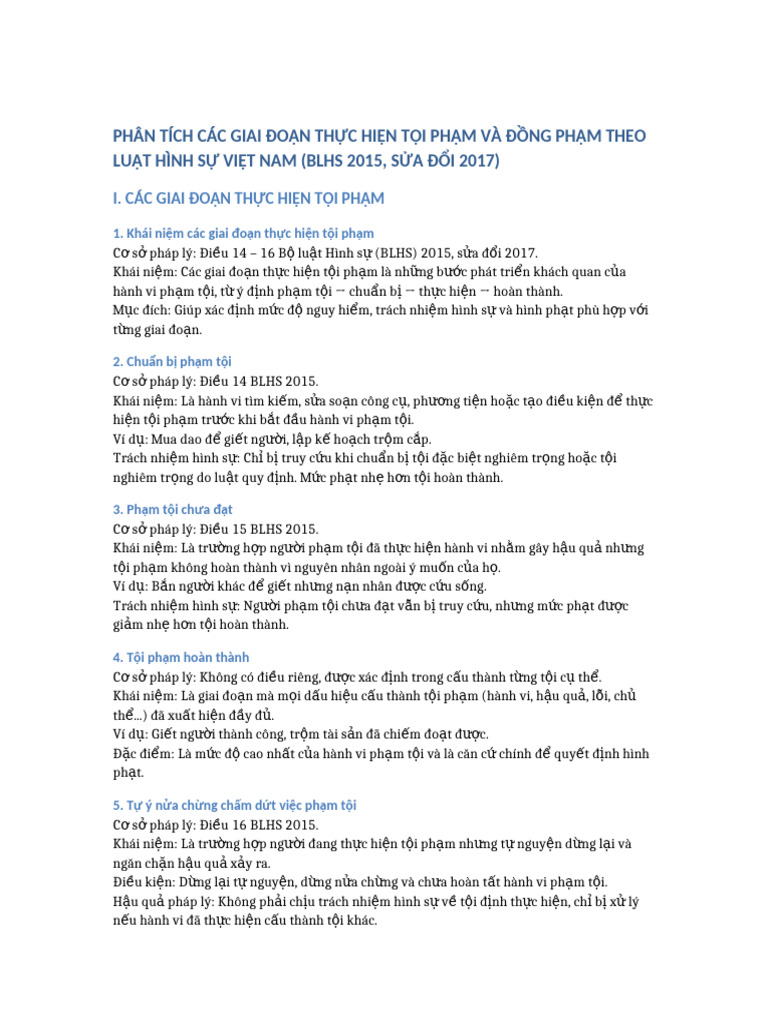 Phan Tich Cac Giai Doan Thuc Hien Toi Pham Va Dong Pham | PDF