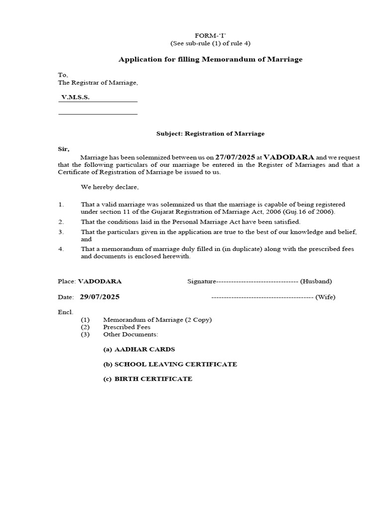 Marriage Registration Application Form | PDF | Family | Kinship And Descent
