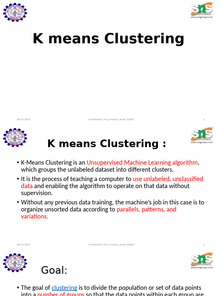 2. K Means Clustering | PDF | Cluster Analysis | Learning