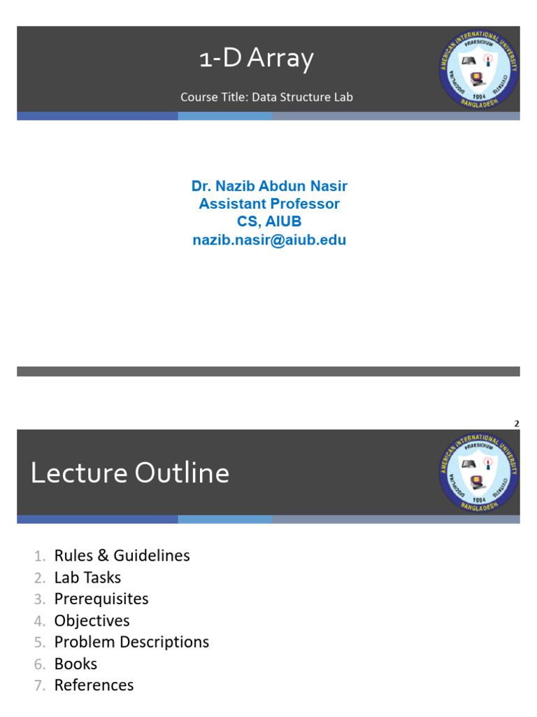 2. 1-D Array | PDF | Computer Programming | Software Engineering