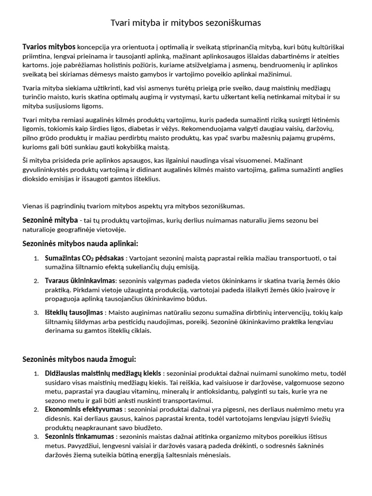 Tvari Mityba | PDF