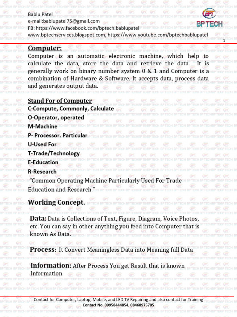 Computer Hardware Notes NEW | PDF | Random Access Memory | Printer ...
