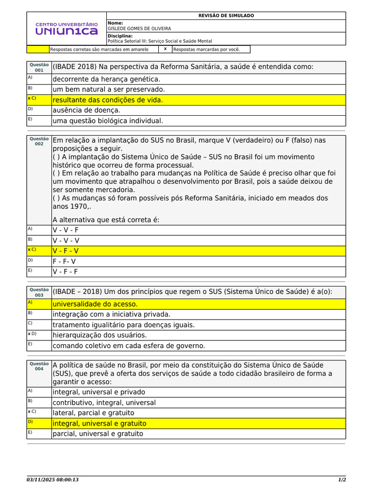 revisao_simulado 1001 | PDF | Politica Social