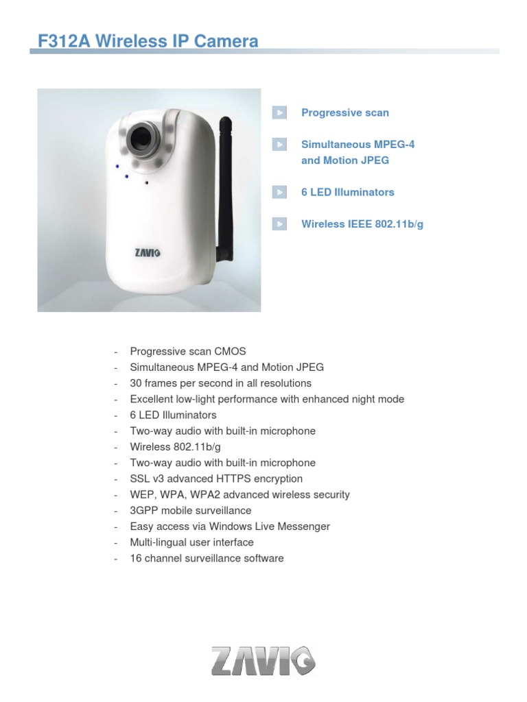 F312A Wireless Ip Camera | PDF | Streaming Media | Image Scanner