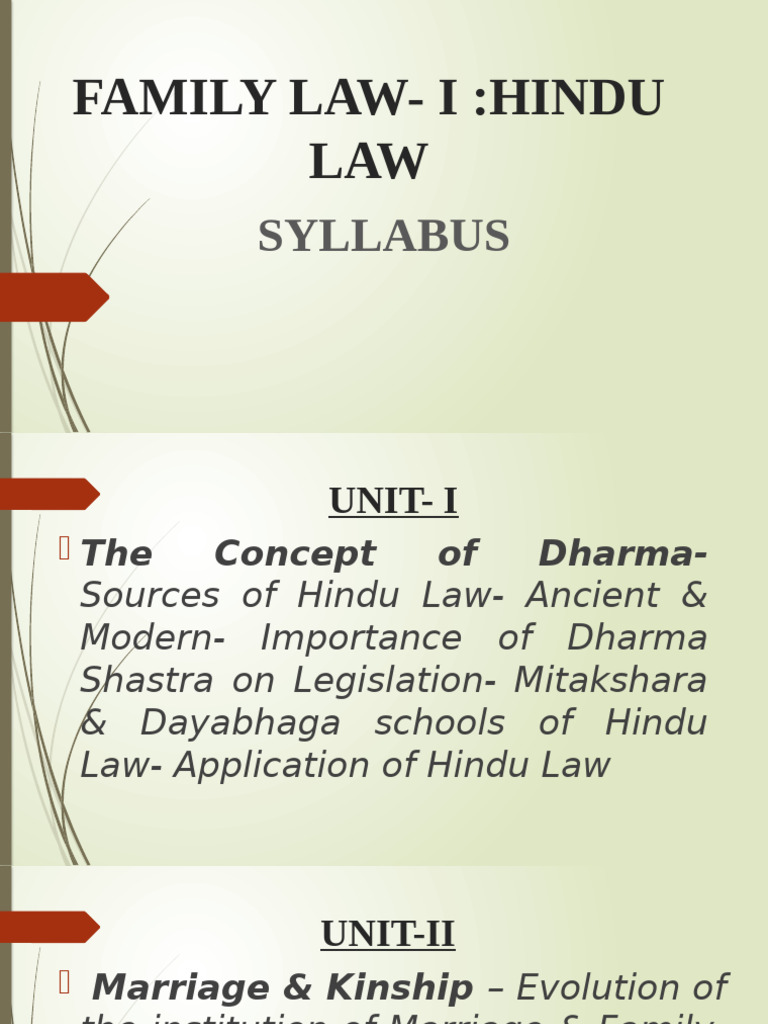 Hindu Family Law Overview and Concepts | PDF