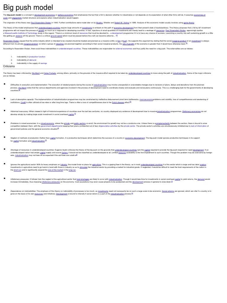 Big Push Model | PDF | Economics | Economies