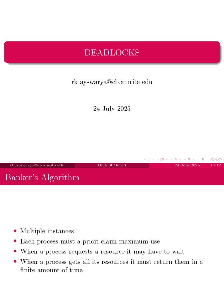 Deadlocks Upto Bankers-Algorithm | PDF | Algorithms And Data Structures | Algorithms