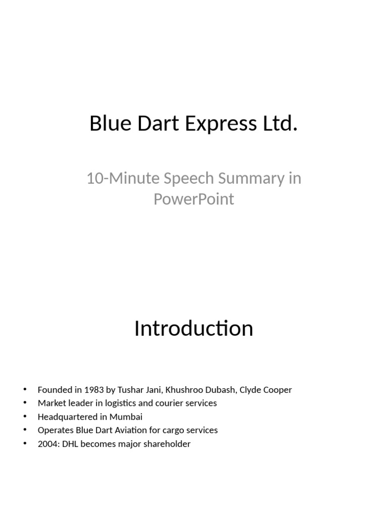 Blue Dart Express Ltd Presentation | PDF