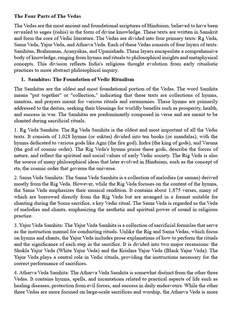Overview of Vedic Texts and Their Parts | PDF | Vedas | Brahman