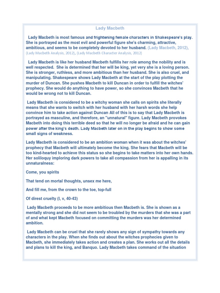 The Ruthless Ambition and Tragic Downfall of Lady Macbeth | PDF | Macbeth