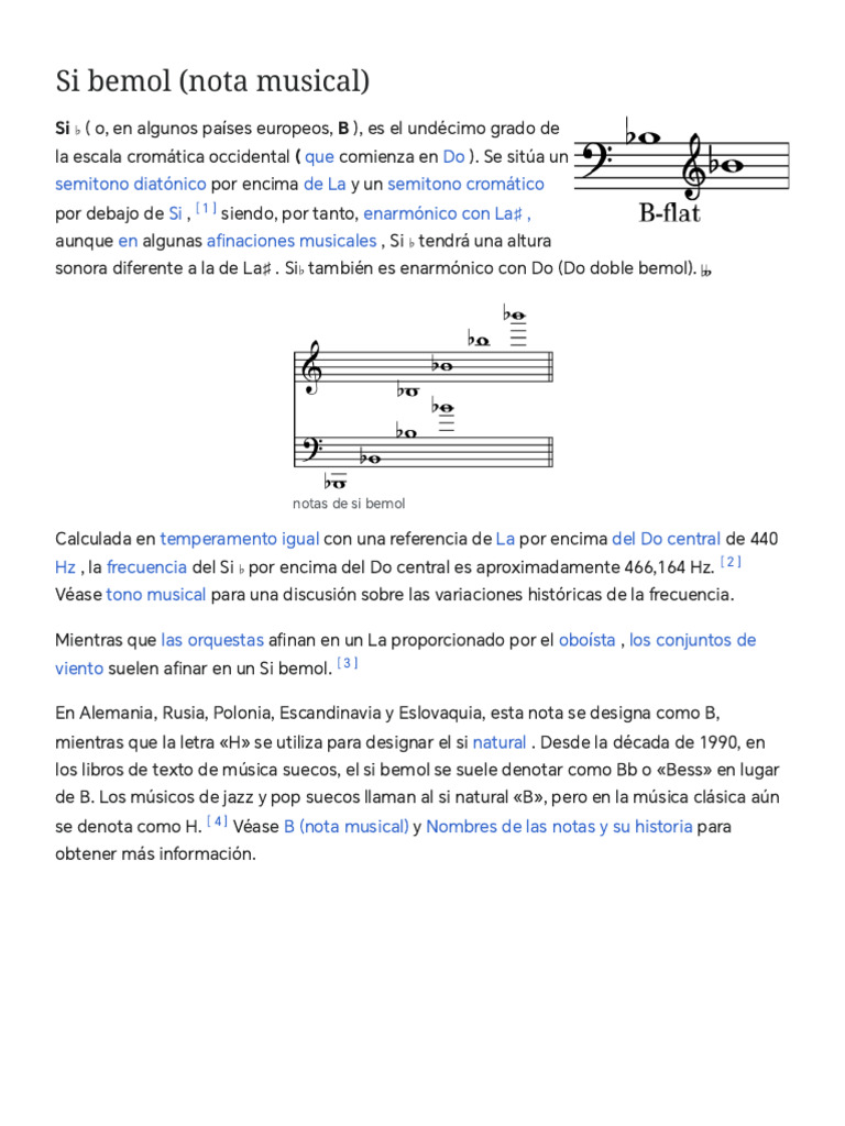 Si Bemol (Nota Musical) - Wikipedia | PDF | Escala (música ...
