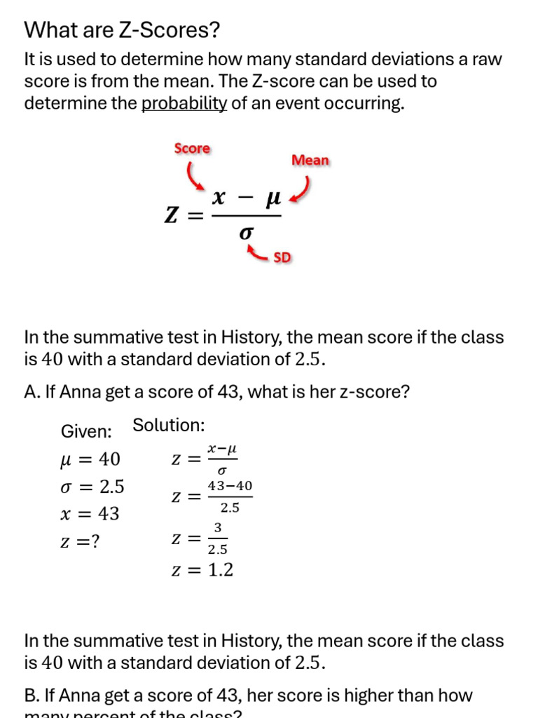 Z-Score (1) | PDF | Standard Score | Standard Deviation