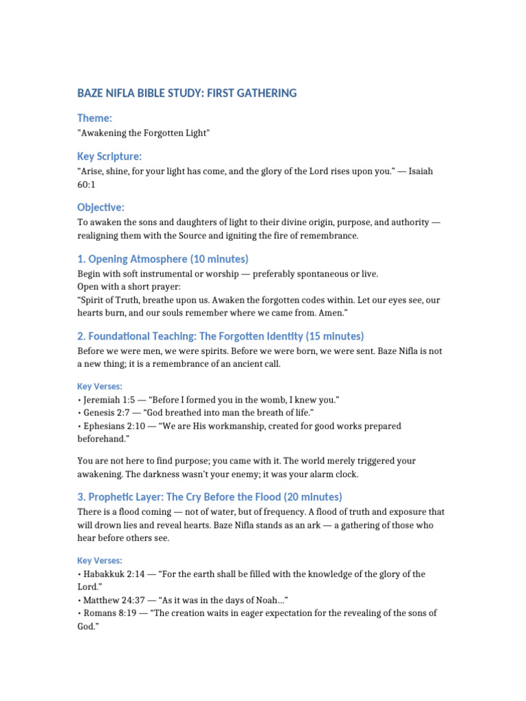 Baze Nifla First Bible Study | PDF | Bible | Religious Belief And Doctrine