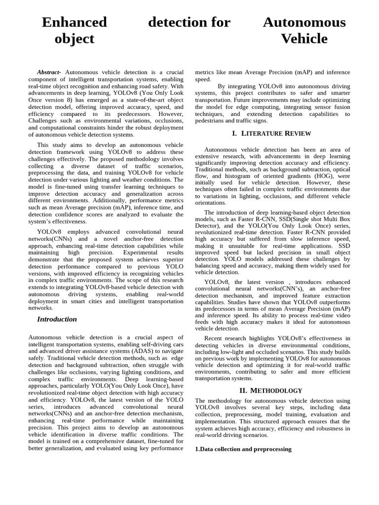 YOLOv8 for Enhanced Vehicle Detection | PDF | Accuracy And Precision ...