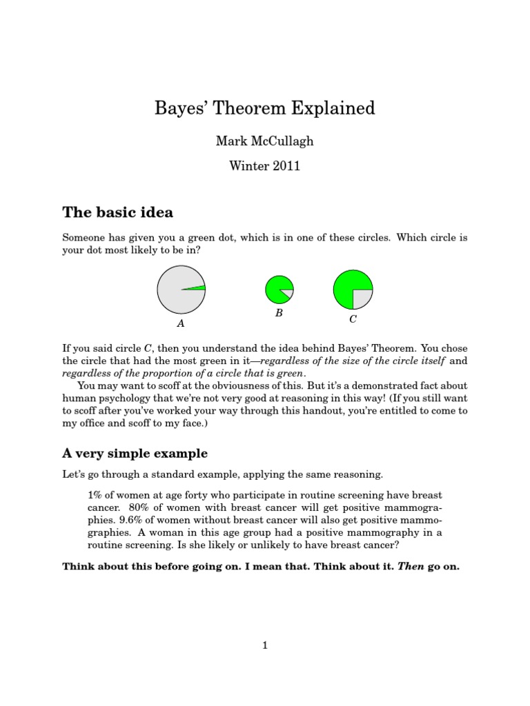 Bayes' Theorem Explained: The Basic Idea | PDF | Theory | Probability