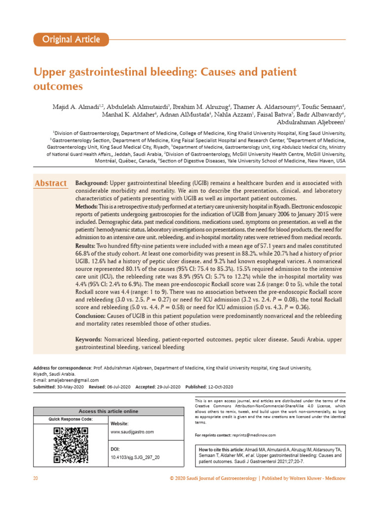 Upper Gastrointestinal Bleeding Causes and.4 | PDF | Gastroenterology ...