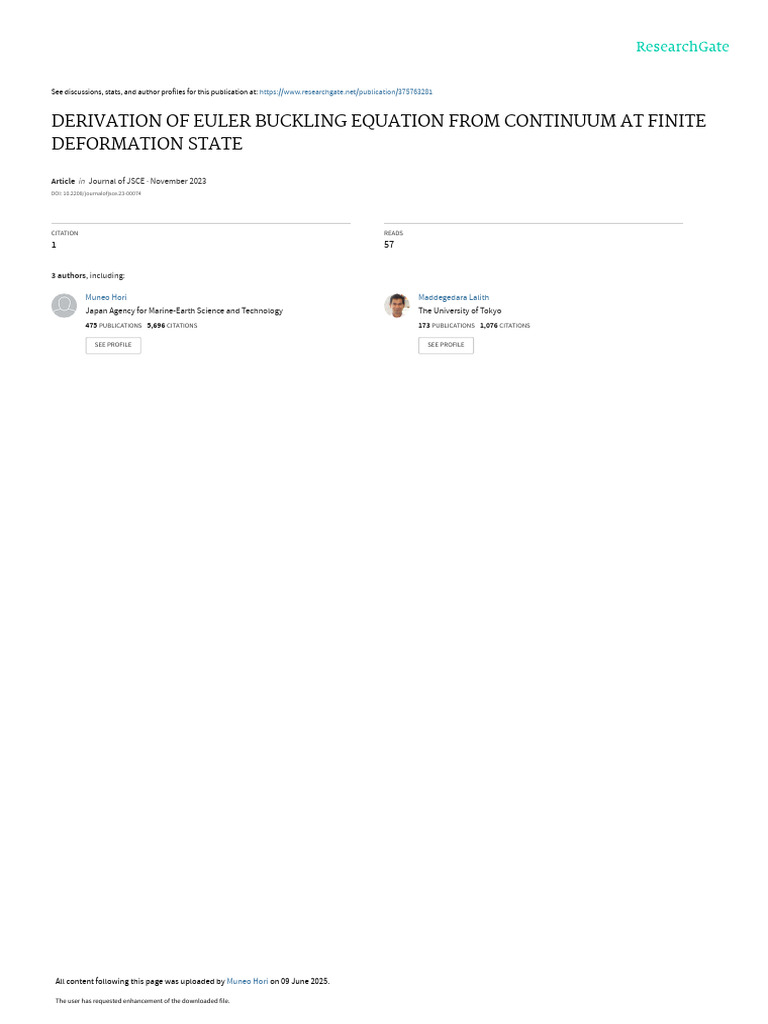 Derivation of Euler Buckling Equation From Continu | PDF | Buckling ...