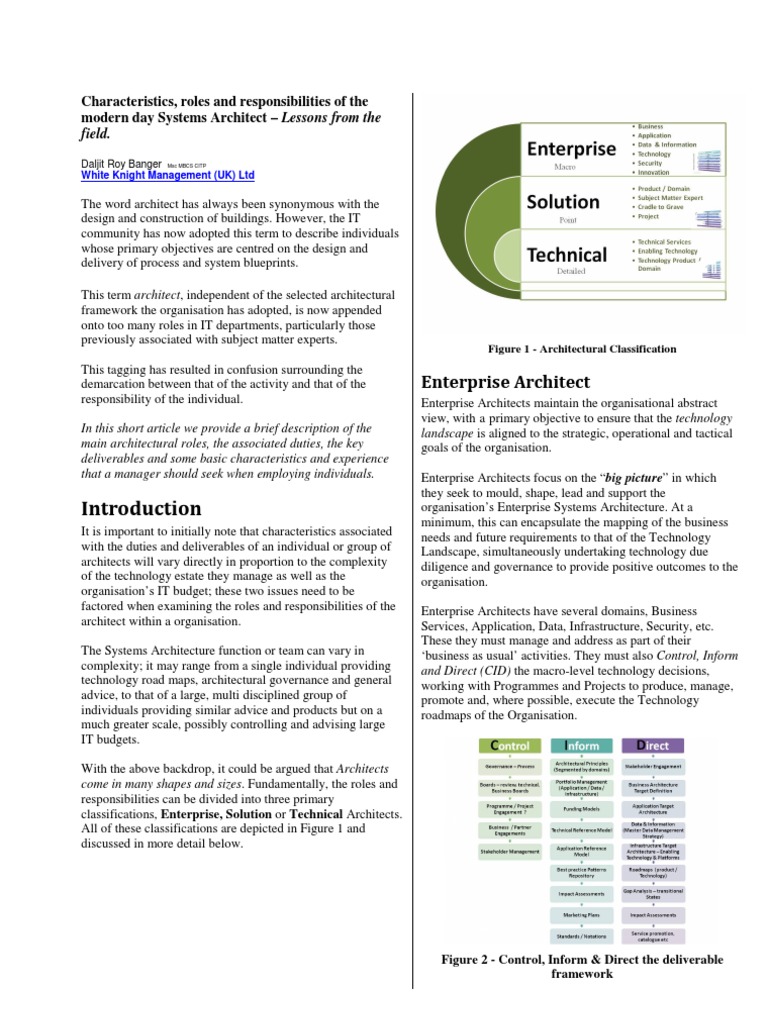 EA Roles and Responsibilities | PDF | Architect | Governance