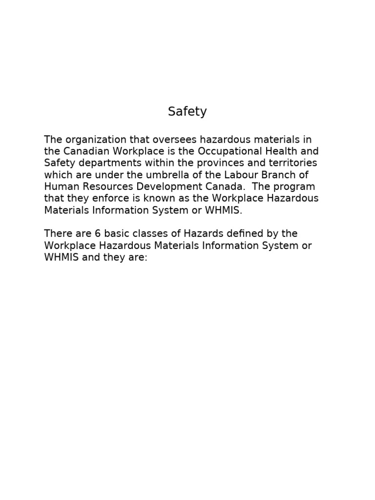Whmis Osha Info | PDF | Voltage | Electric Current