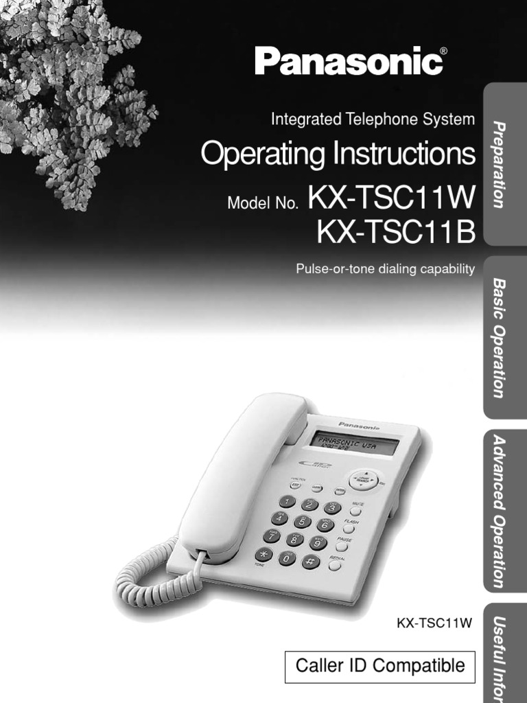Operating Instructions KX-TSC11W KX-TSC11B: Integrated Telephone System ...