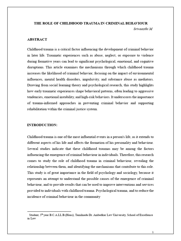 Childhood Trauma's Impact on Crime | PDF | Psychological Trauma ...