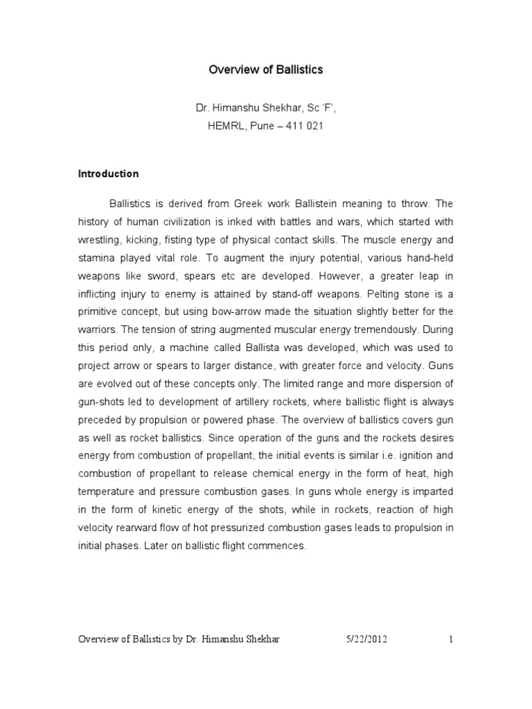 Overview of Ballistics | PDF | Rocket | Gun