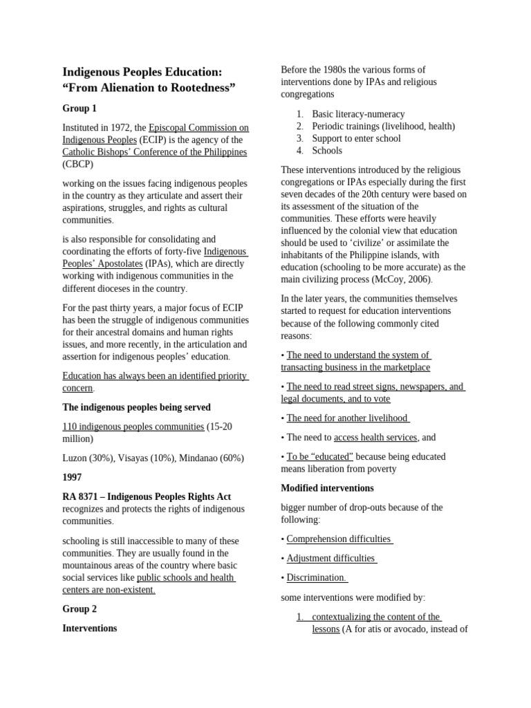 Indigenous Education and Community Impact | PDF | Curriculum | Knowledge