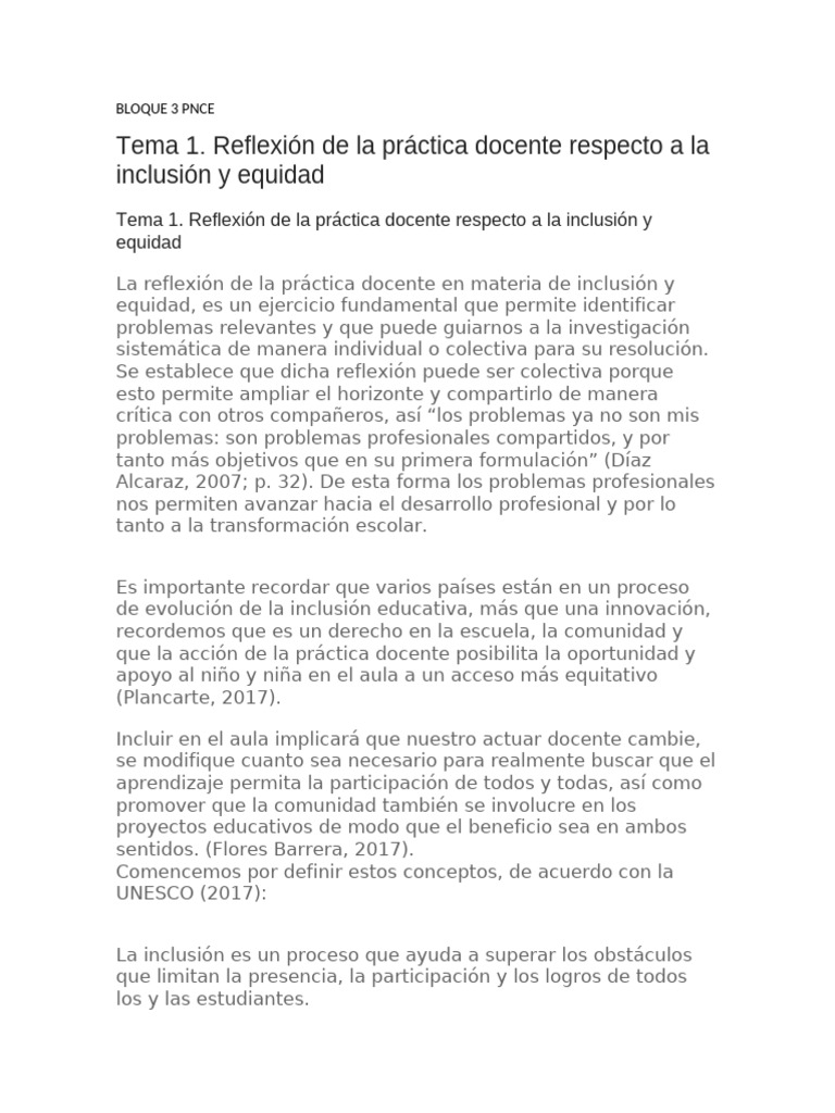 Bloque 3 Pnce | PDF | Inclusión (Educación) | Enseñando