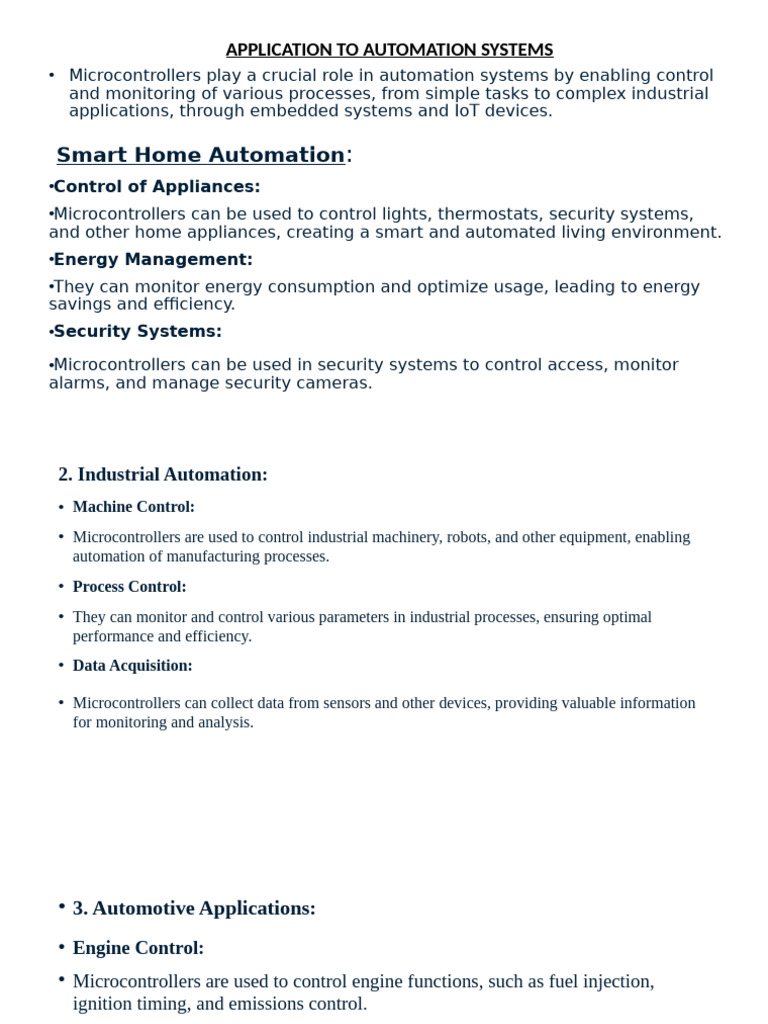Microcontrollers in Automation Systems | PDF