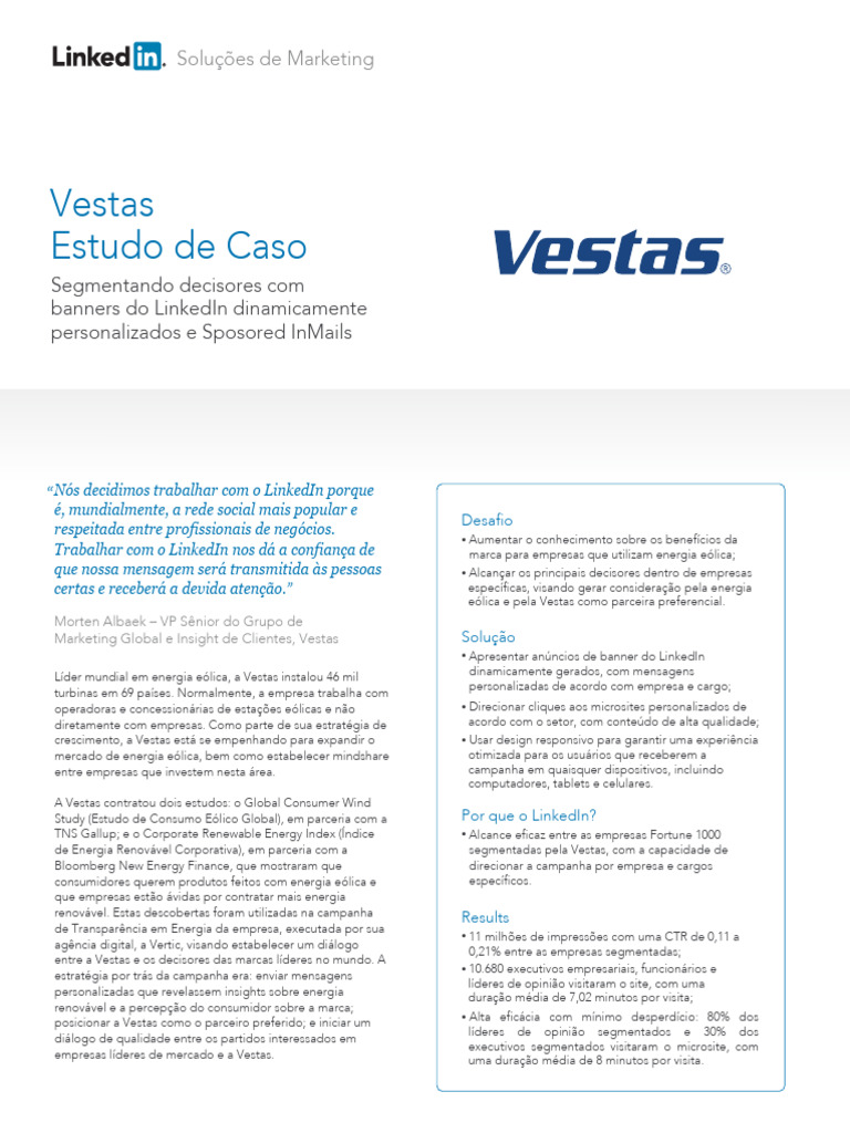 linkedin-vestas-case-study-pt-br-130926 | PDF | LinkedIn | Marketing