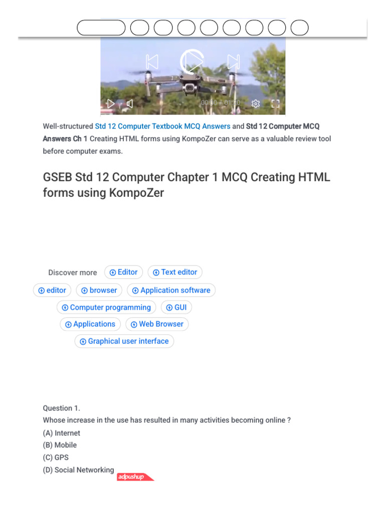 GSEB STD 12 Computer MCQ Answers CH 1 Creating HTML NJNM | PDF | Button (Computing) | Integrated ...