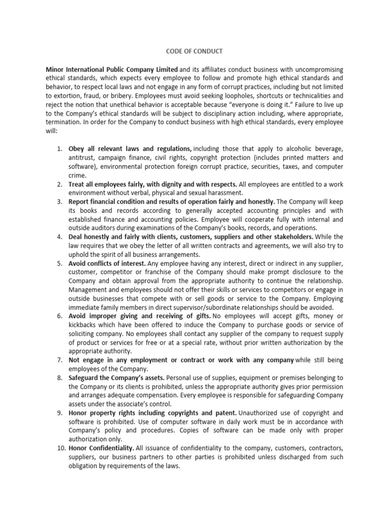 Ethical Standards Code of Conduct | PDF | Employment | Accounting