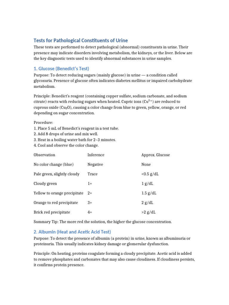 Urine Tests for Pathological Constituents | PDF | Chemical Compounds