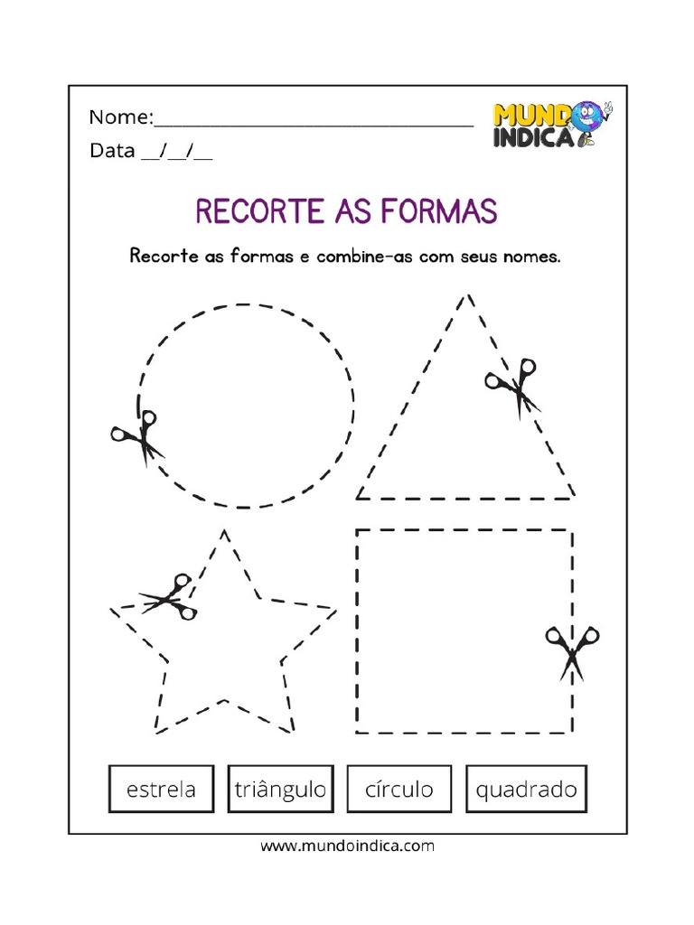 Atividade de Recorte Das Formas Geometricas Na Educacao Infantil para ...
