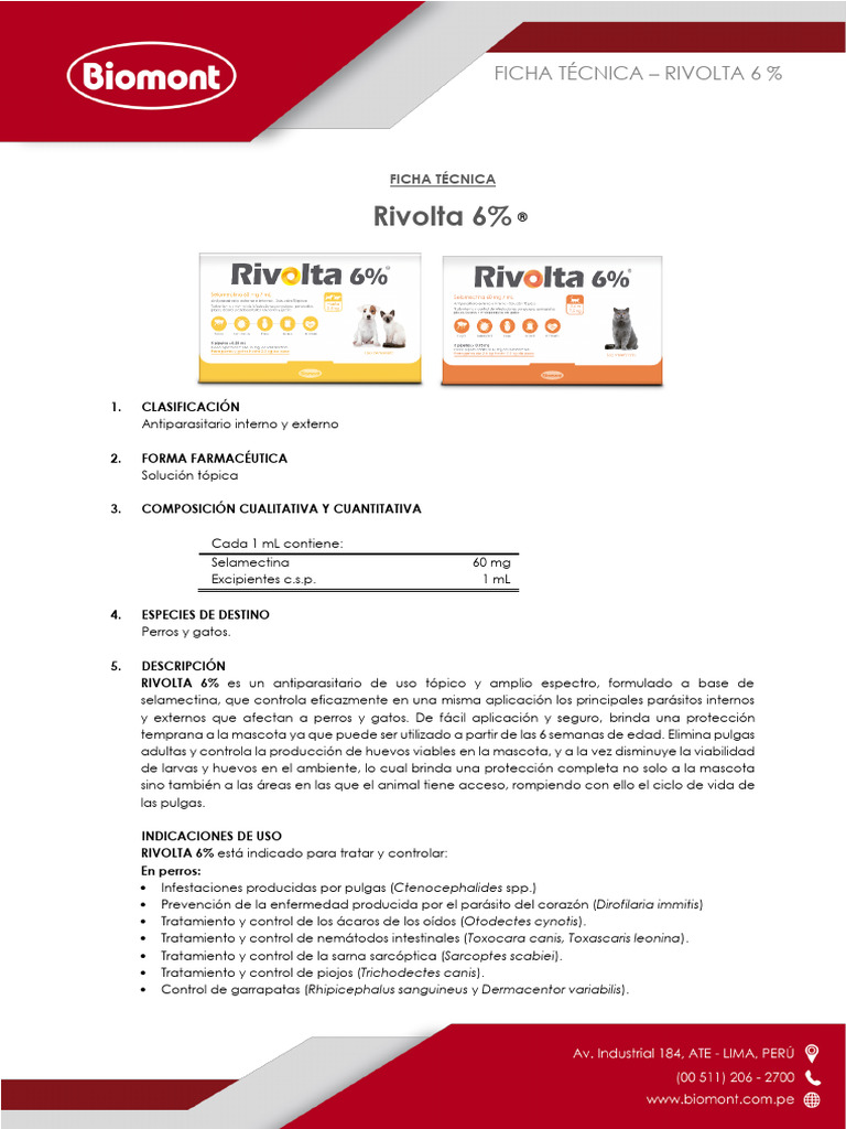 Antiparasitario Rivolta 6% para Mascotas | PDF | Perros