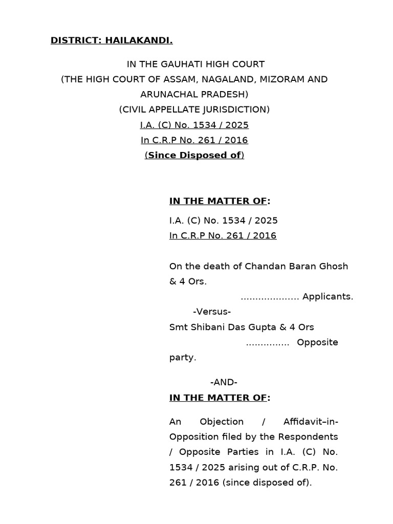 Sibani Das Gupta Delay Objection Updated-1 | PDF | Affidavit | Justice