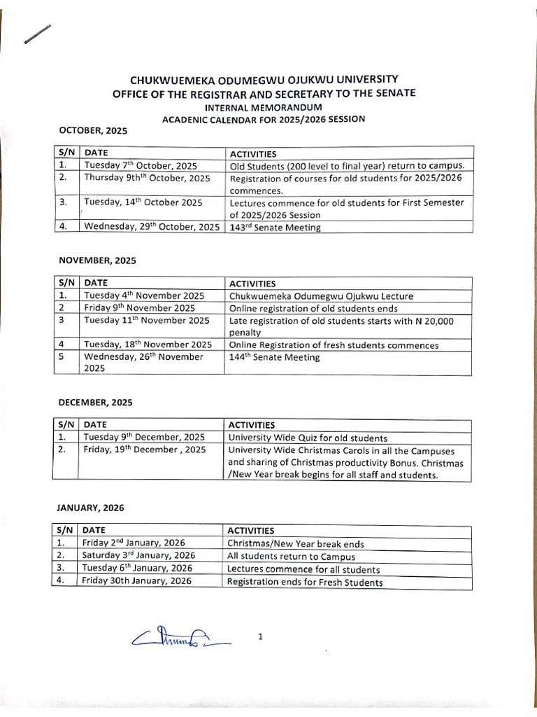 2025,2026 Approved Academic Calendar | PDF