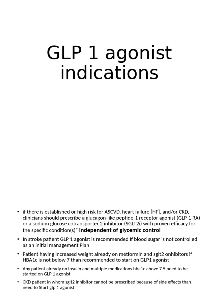 GLP-1 Agonist Indications for Patients | PDF