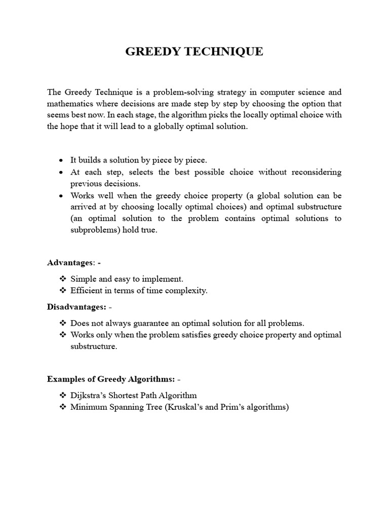 Greedy Techniques | PDF
