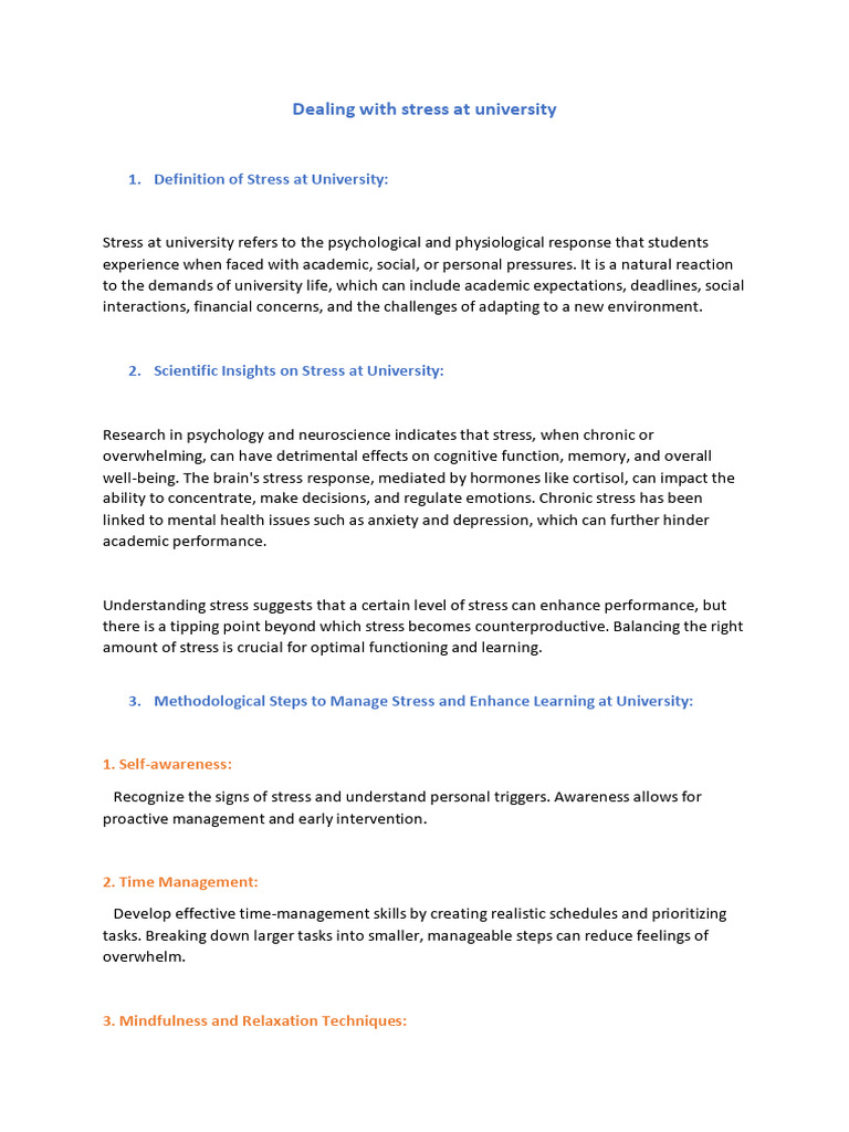 Dealing With Stress at Univ | PDF | Stress (Biology) | Mindfulness