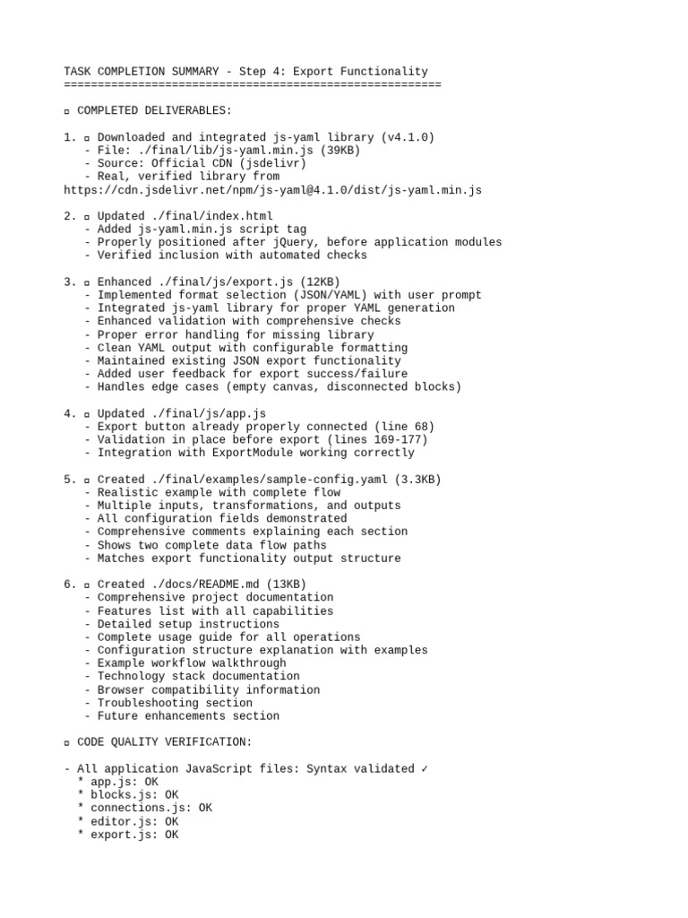 Task Completion Summary | PDF | Java Script | Json