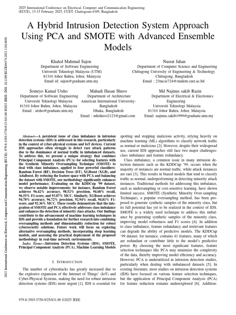 A Hybrid Intrusion Detection System Approach Using PCA and SMOTE With Advanced Ensemble Models ...