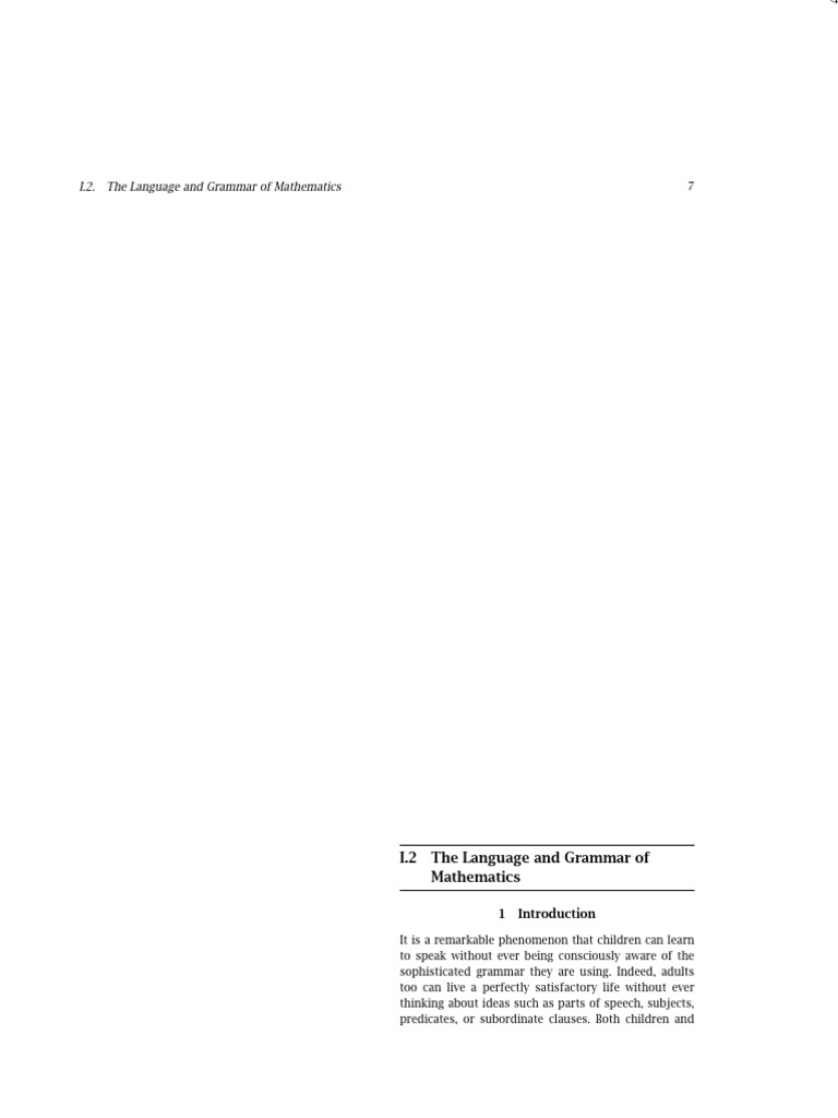 The Language and Grammar of Mathematics | PDF | Mathematics | Adjective
