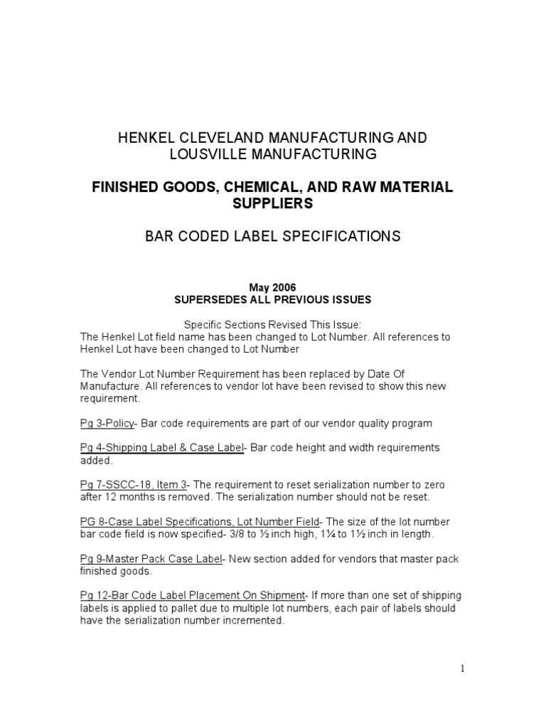 Henkel Cleveland Manufacturing and Lousville Manufacturing: Finished ...