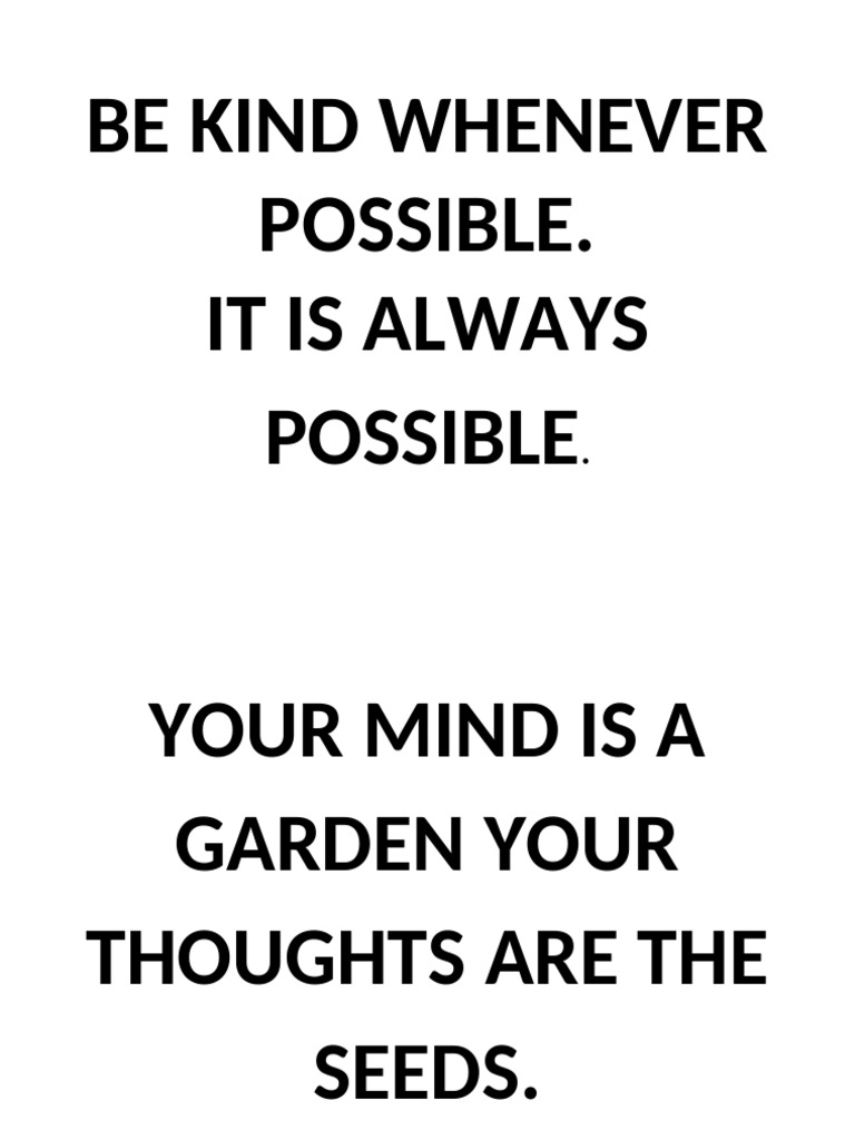 Be Kind Whenever Possible | PDF